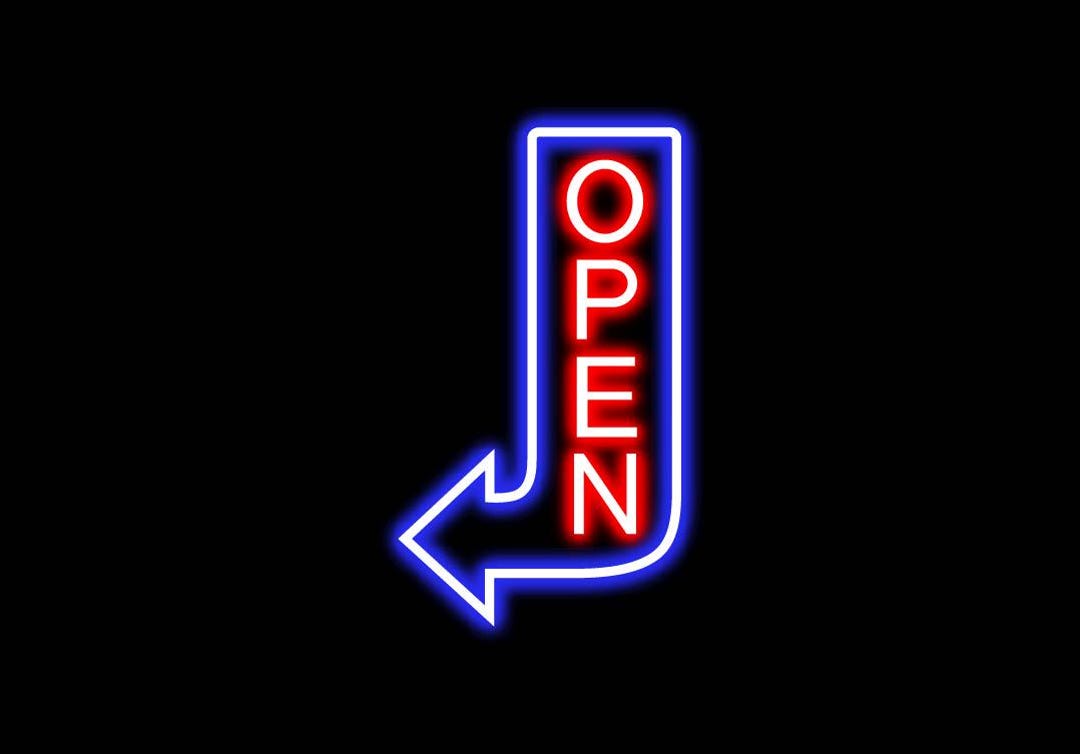 Waterproof Neon Outdoor Vertical Arrow Open Sign, Custom Shop Sign Neon ...