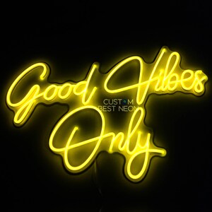 Good Vibes Only Neon Sign Art, LED Lights Neon Sign Bedroom Wall Decor ...