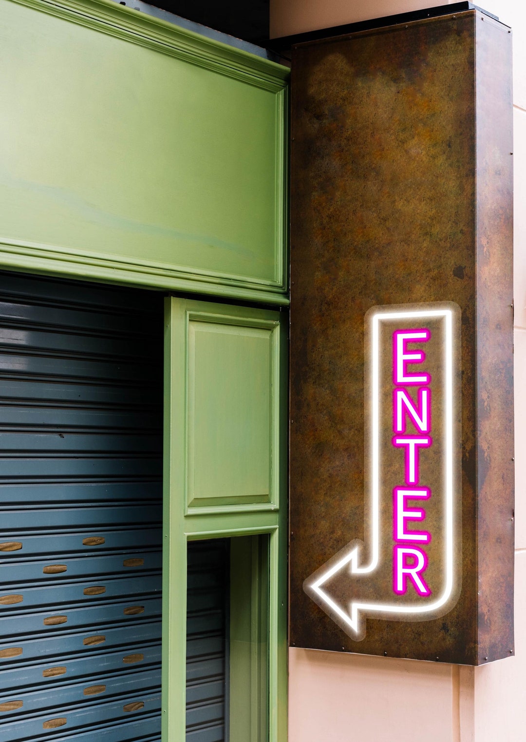 Neon Outdoor Enter Arrow Open Sign: Waterproof LED Neon for Businesses ...