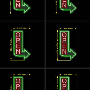 Vertical LED Open Neon Sign With Arrow for Business, Outdoor ADS Open ...