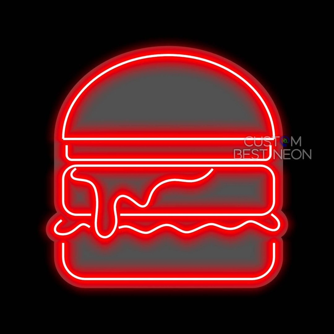 Hamburger Neon Sign Burger Led Neon Sign BURGER Neon Light Foodie Lover ...