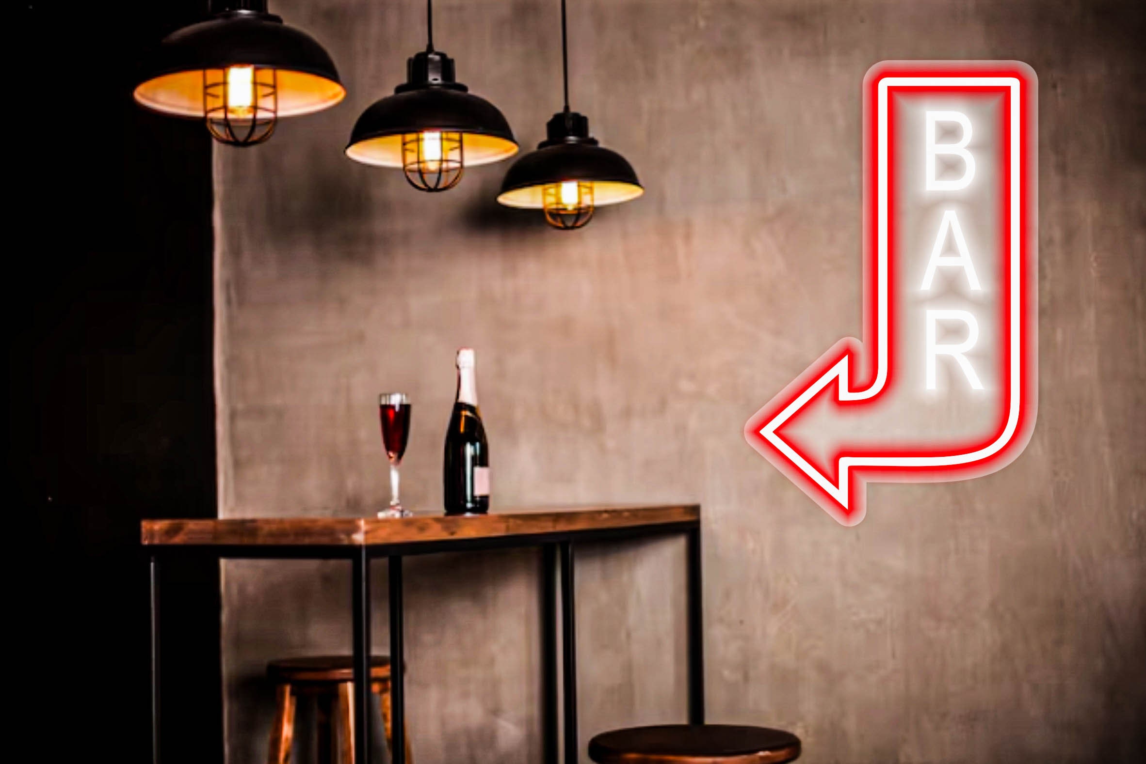 Neon Outdoor Bar Arrow Sign: Waterproof LED Neon for Business, Large ...