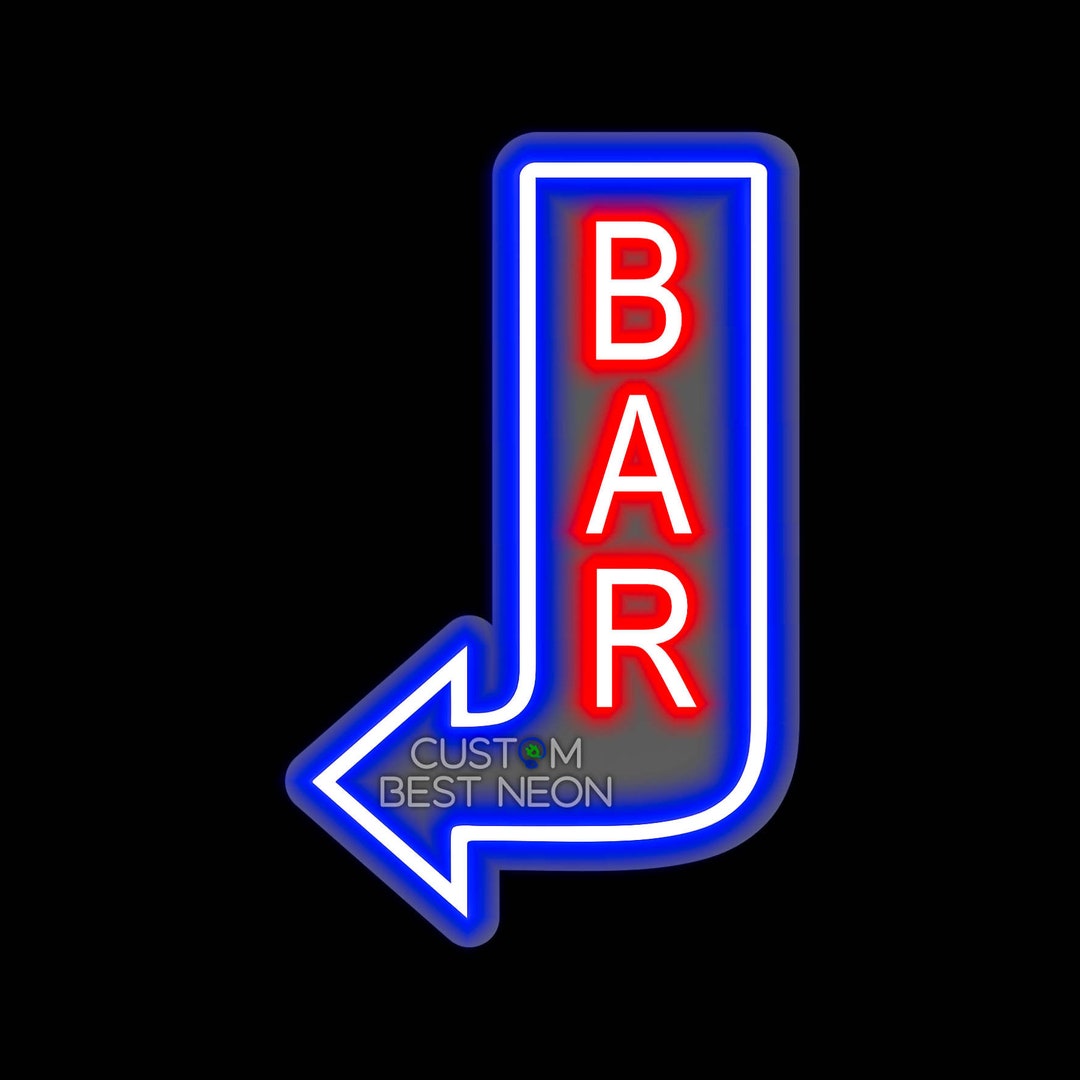 Vertical Neon Bar Sign With Arrow, Bar Neon Light With Arrow for Wall ...