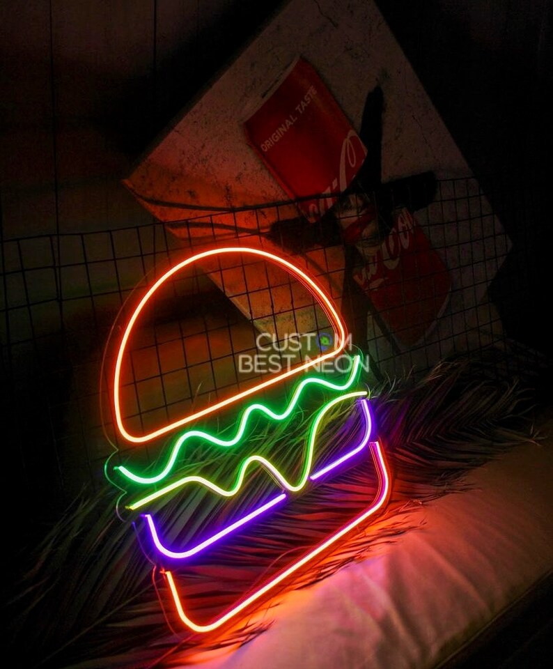 Hamburger Neon Sign Burger Led Neon Sign BURGER Neon Light - Etsy