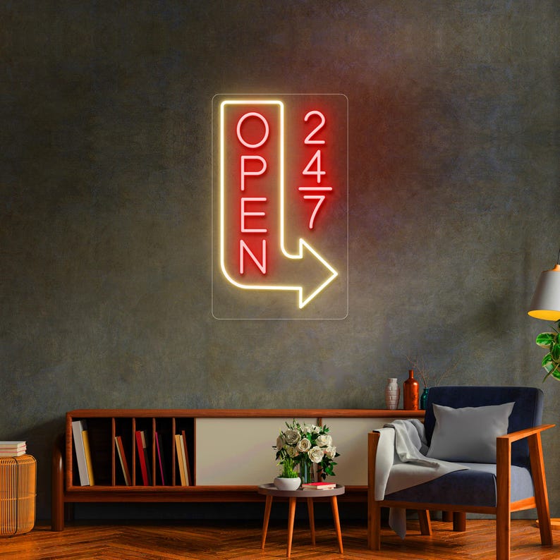 Open 24 7 Neon Sign Neon Open Sign Led Sign for Business Open Light up ...