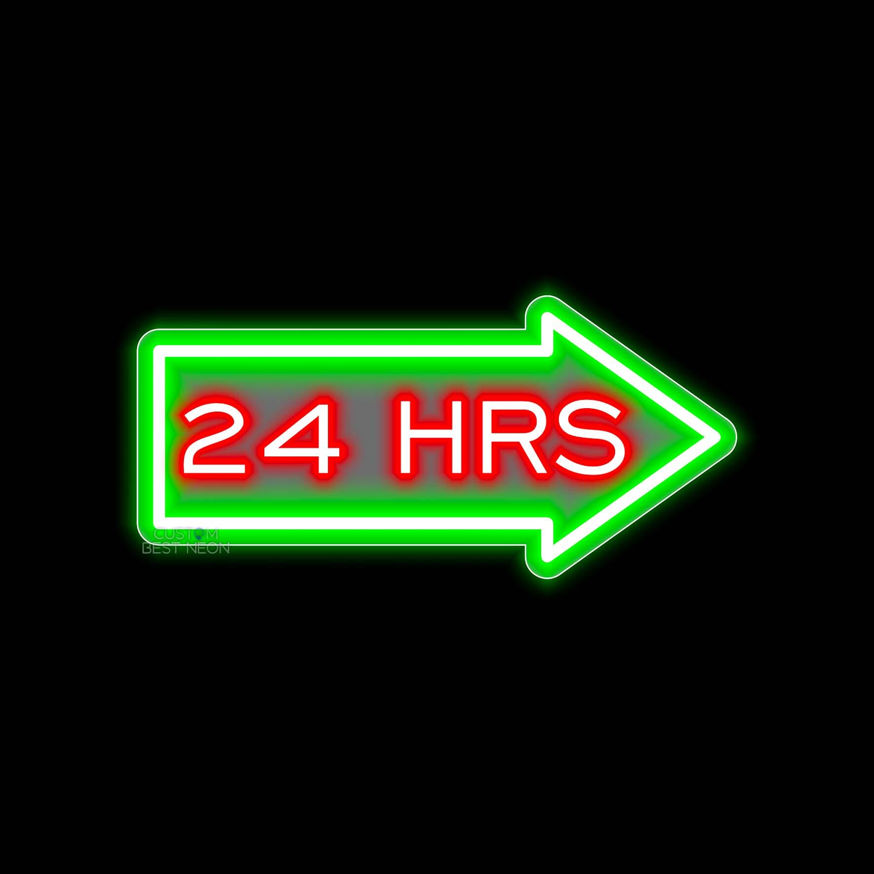 24 HRS Bar Arrow Right Neon Sign, Outdoor Right Arrow Led Sign, Arrow ...