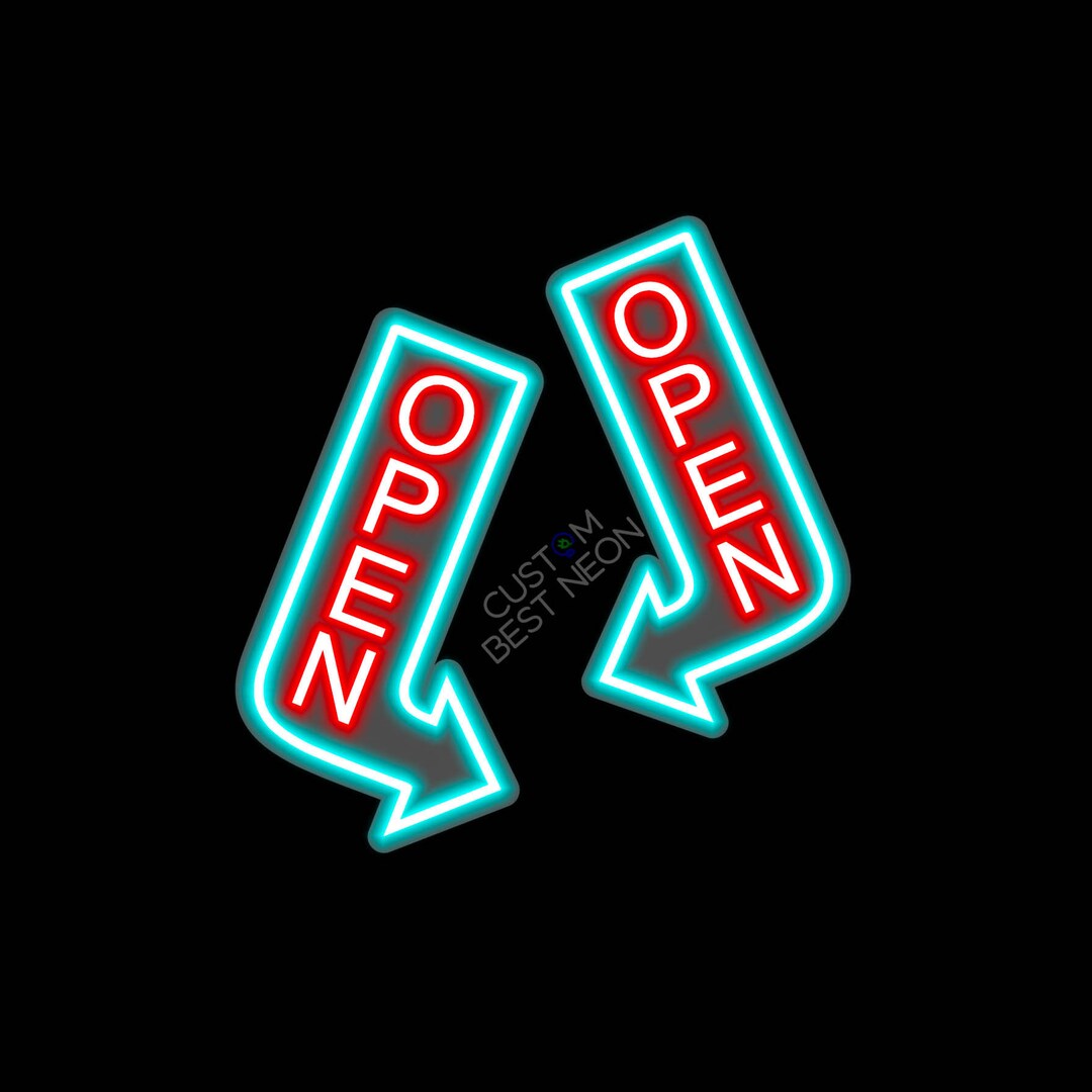 Vertical Open Neon Sign With Arrow, Neon Restaurant Open Signs Large ...