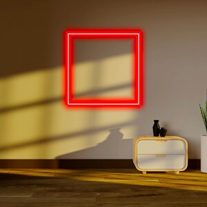 Square Led Neon Sign, Minimalistic Geometric Decor, Abstract Neon Sign ...