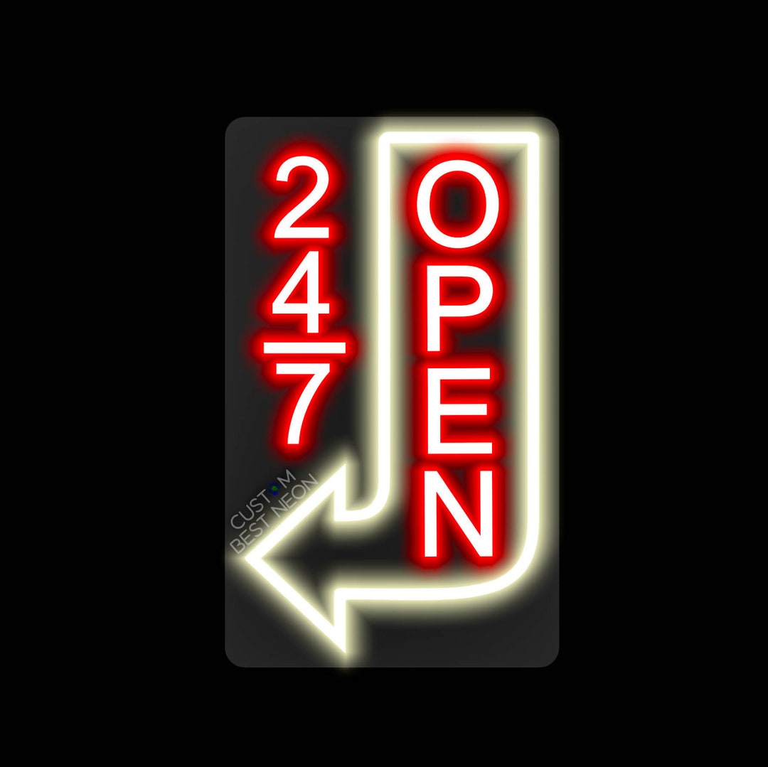 Open 24 7 Neon Sign, Neon Open Sign, Custom Arrow Sign, Led Sign for ...