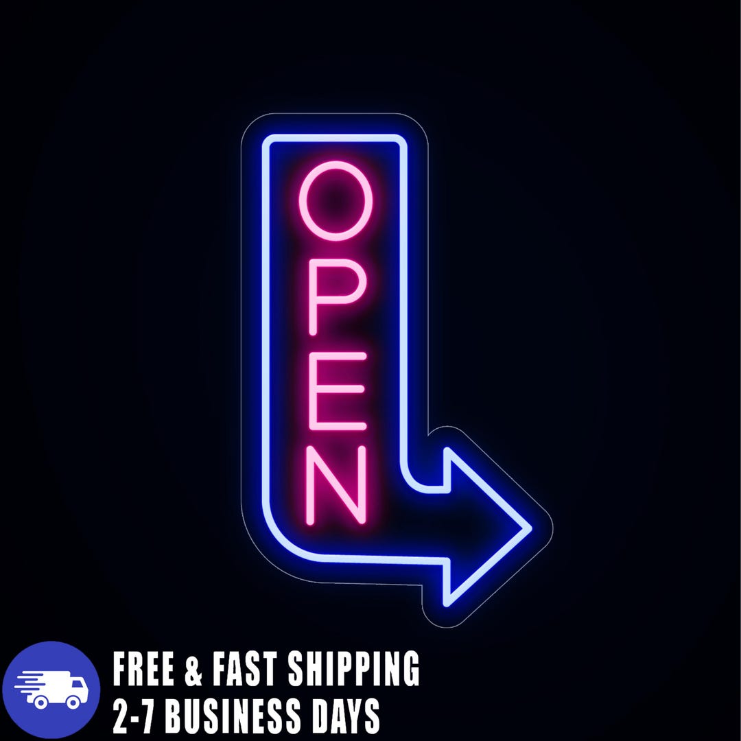 Vertical Arrow Led Open Sign Outdoor, Restaurant Bar Signage Arrow ...