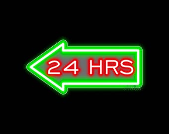 24 HRS Bar Arrow Right Neon Sign, Outdoor Right Arrow Led Sign, Arrow ...