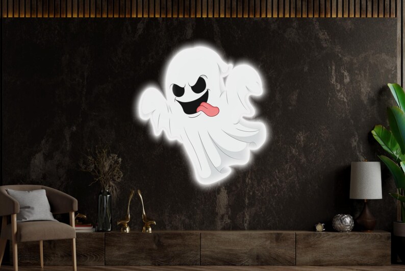 Halloween Ghost LED UV Neon Sign | Ghost Neon Sign Wall Art | Spooky ...