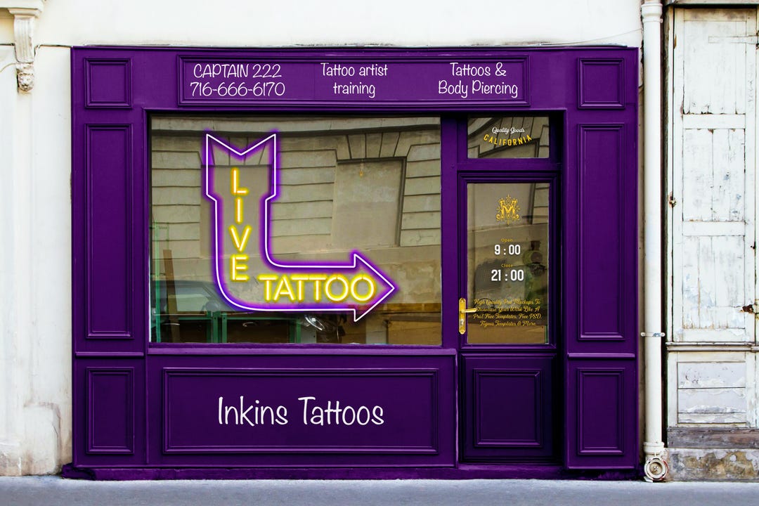 Neon Live Tattoo Storefront Sign, Tattoo Artist Personalized Gift Neon ...