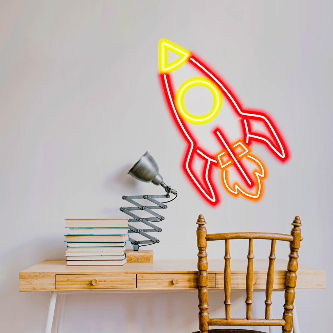 Space Ship Custom Neon Sign Rocket, Neon Light Galaxy Led Lamp, Space ...