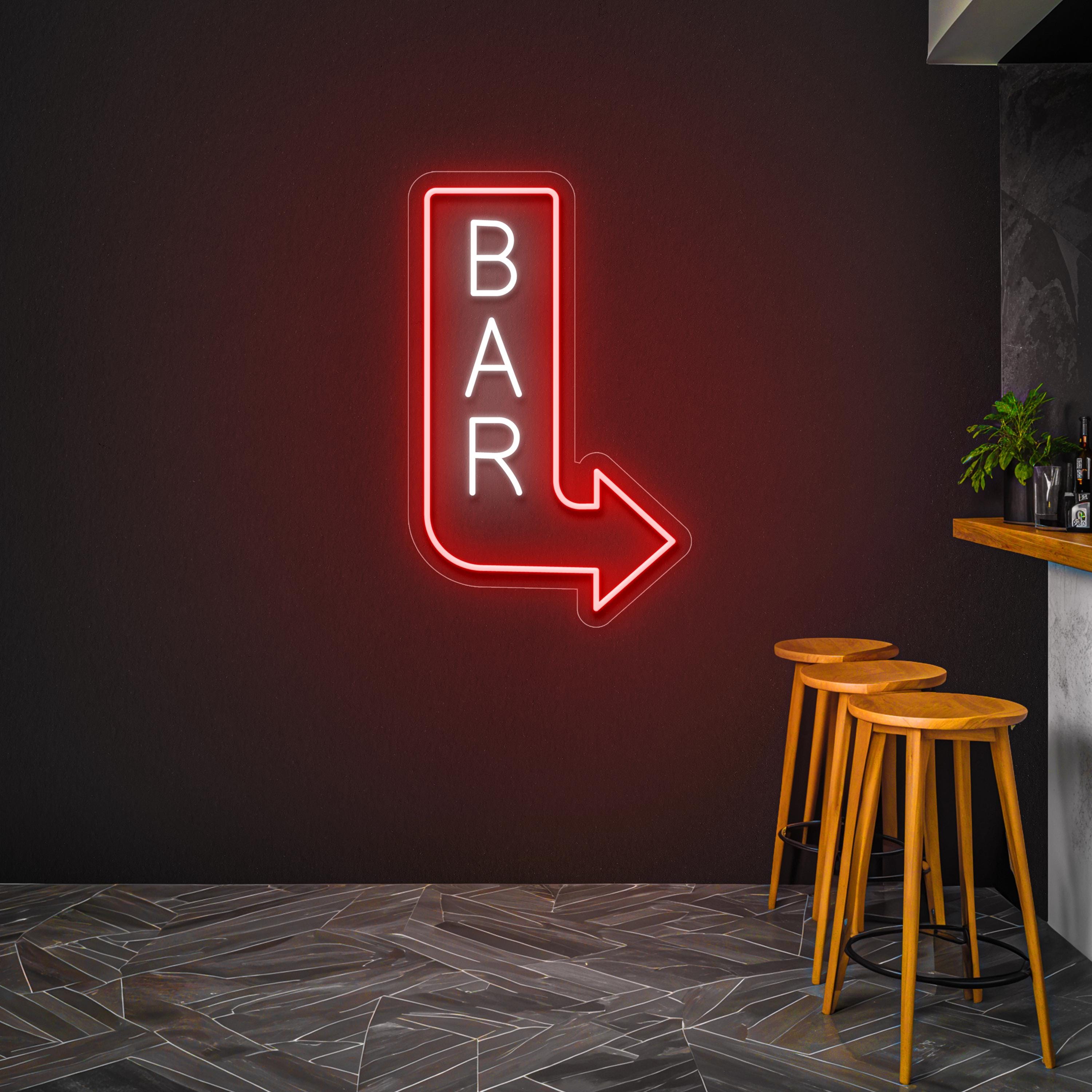 Neon Outdoor Bar Arrow Sign, LED Neon Sign for Businesses, Large Arrow ...