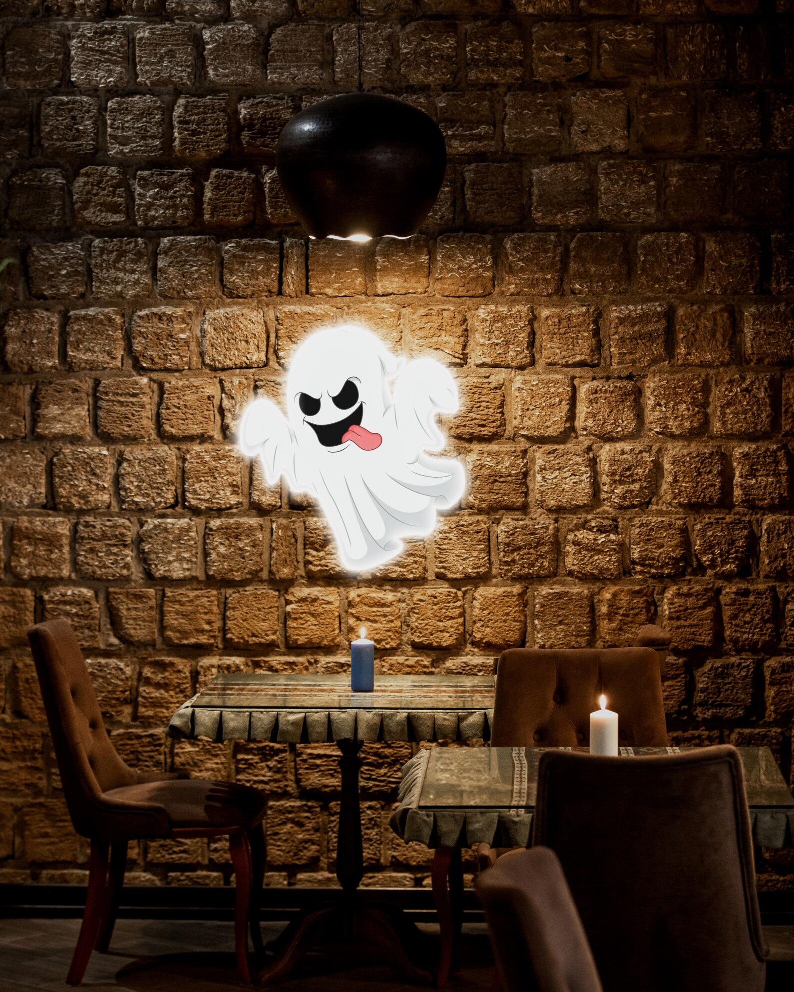 Halloween Ghost LED UV Neon Sign | Ghost Neon Sign Wall Art | Spooky ...