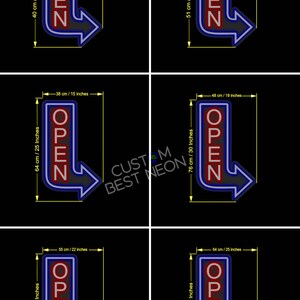 Waterproof Neon Outdoor Vertical Arrow Open Sign, Custom Shop Sign Neon ...