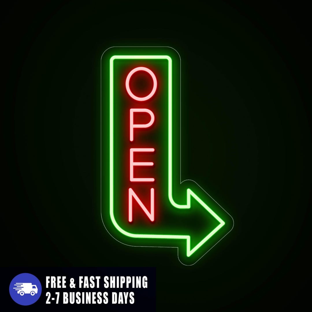 Open Led Sign, Open Light Arrow, Acid Green Outdoor Neon Sign, Bar Open ...
