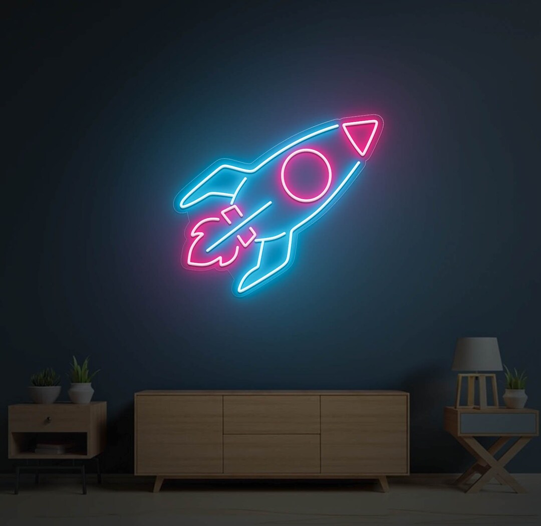 Space Ship Custom Neon Sign Rocket, Neon Light Galaxy Led Lamp, Space ...