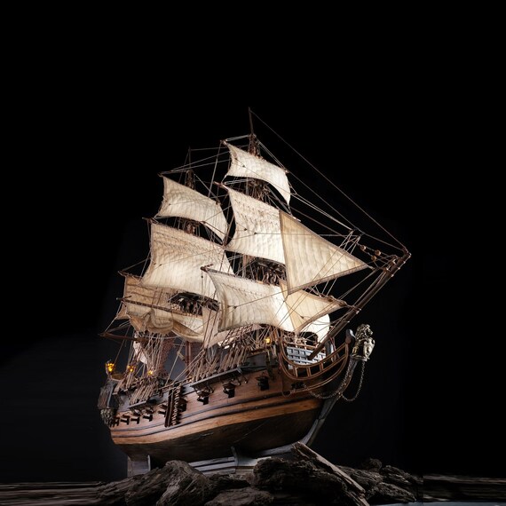 Sailboat Miniature Model Ship. Wood Ship Model Large. 3d Model - Etsy