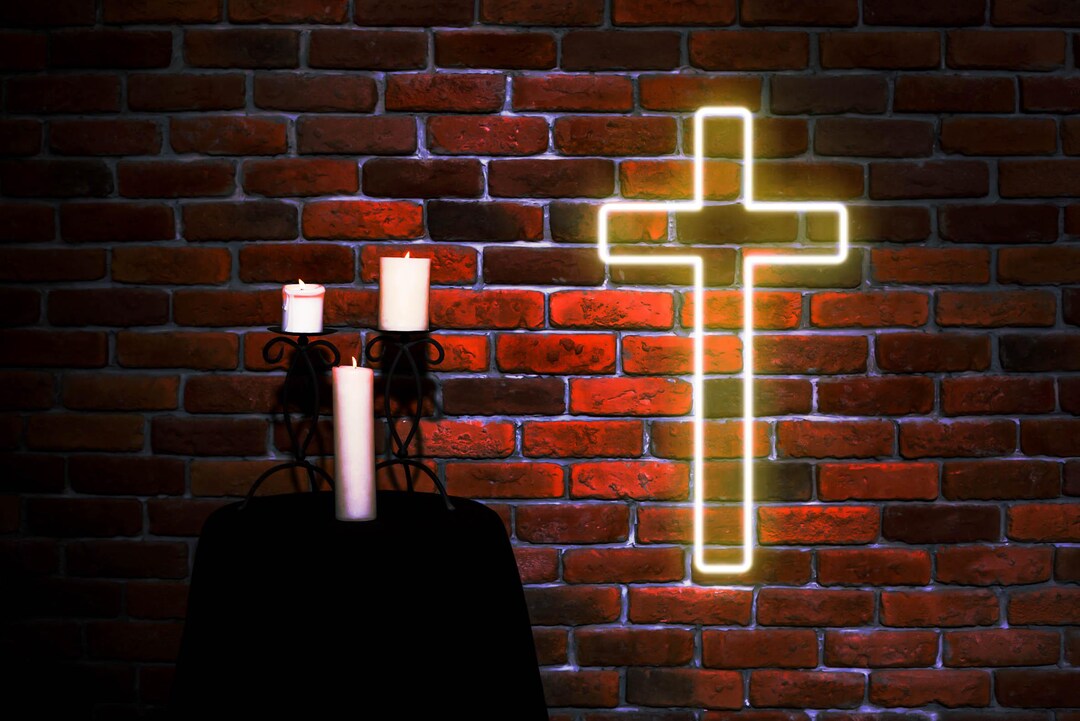 Cross LED Neon Sign Light Room Interior Design Neon Sign Wall Art Wall ...