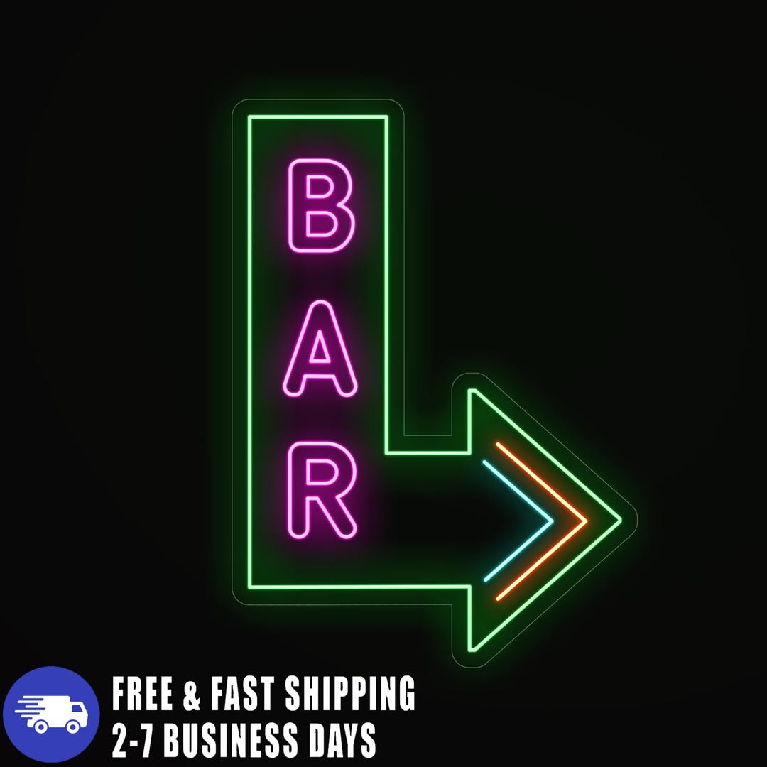 LED Neon Bar Arrow Sign Bar Custom Sign | Waterproof Outdoor Light for ...