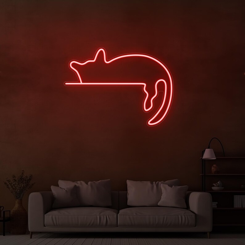 Relaxed Cat Neon Sign, Cat Led Sign, Custom Neon Sign, Bar Pub Led ...