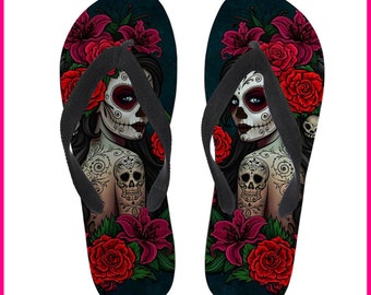 Skull Flip Flops | Etsy