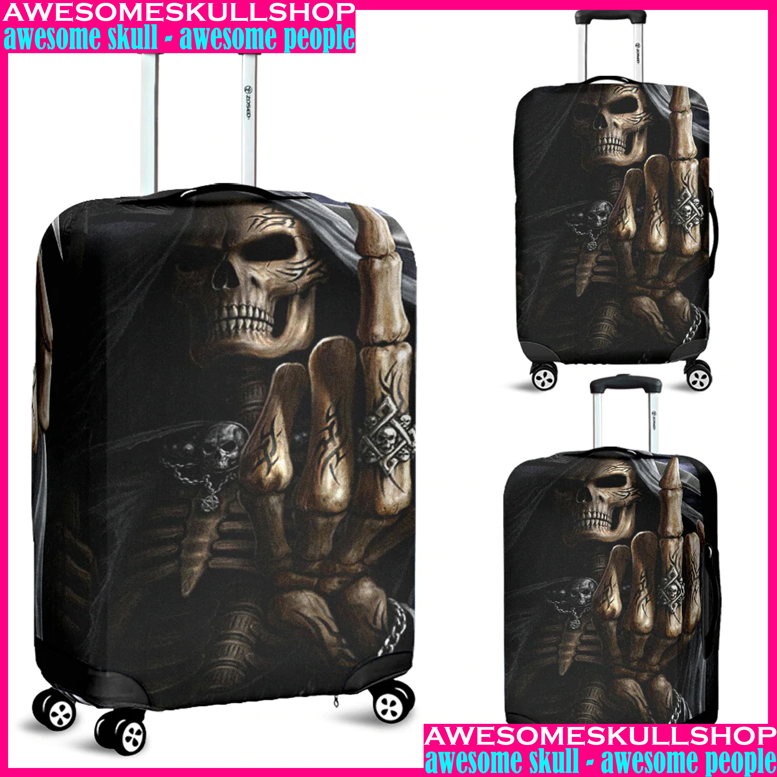 Grim Reaper Skull Luggage Cover Designed & Sold By Ian Burton