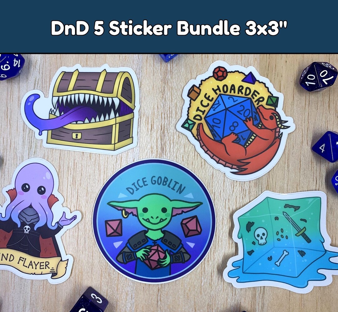 D&D Sticker 5 Pack 3x3 Dungeons and Dragons Vinyl Dnd - Etsy