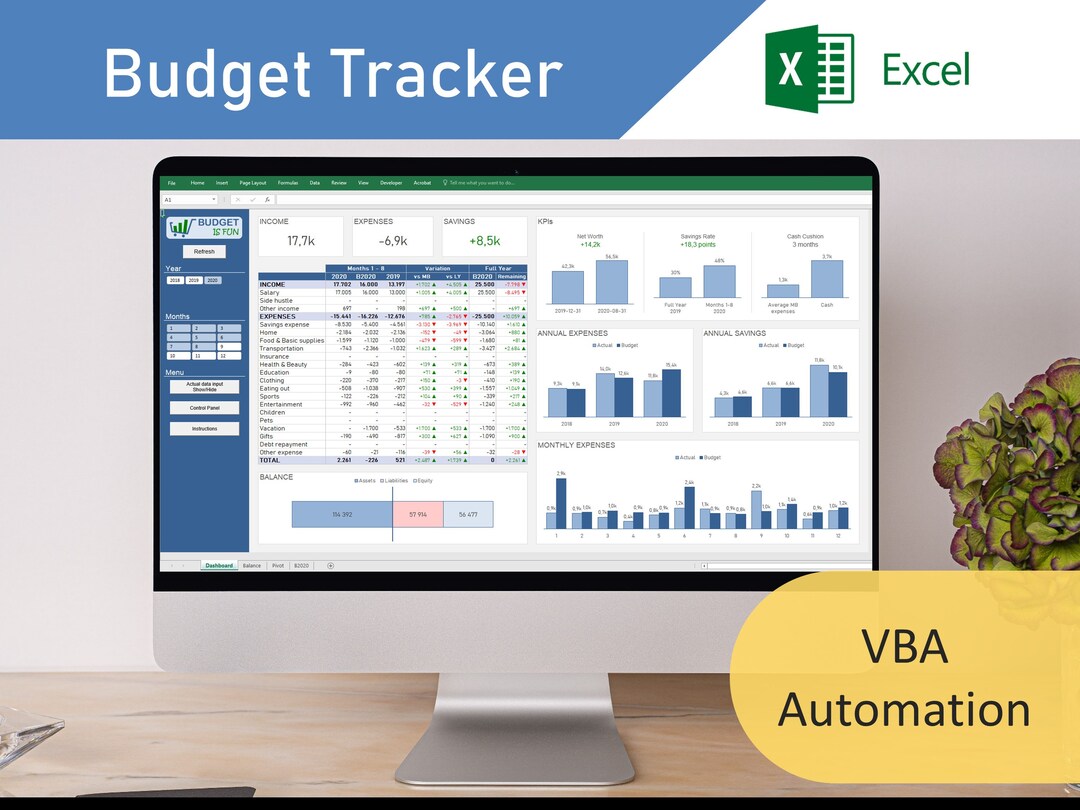 Excel Budget Template | Personal Finance Spreadsheet | Monthly Budget ...