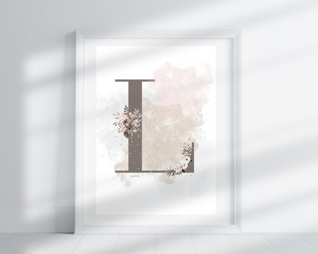 Letter L - Mocha Floral | Letter Print | Alphabet Print | Initial ...