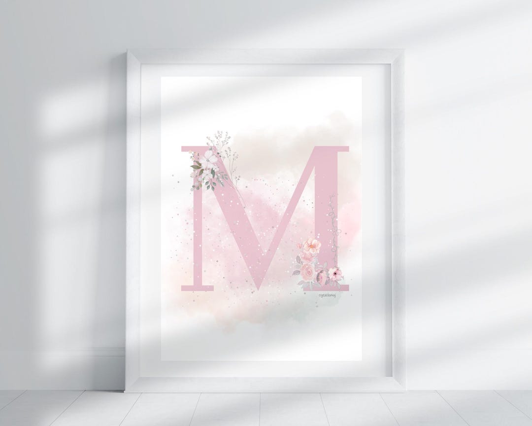 Letter M - Blush Meadow Floral | Letter Print | Alphabet Print ...