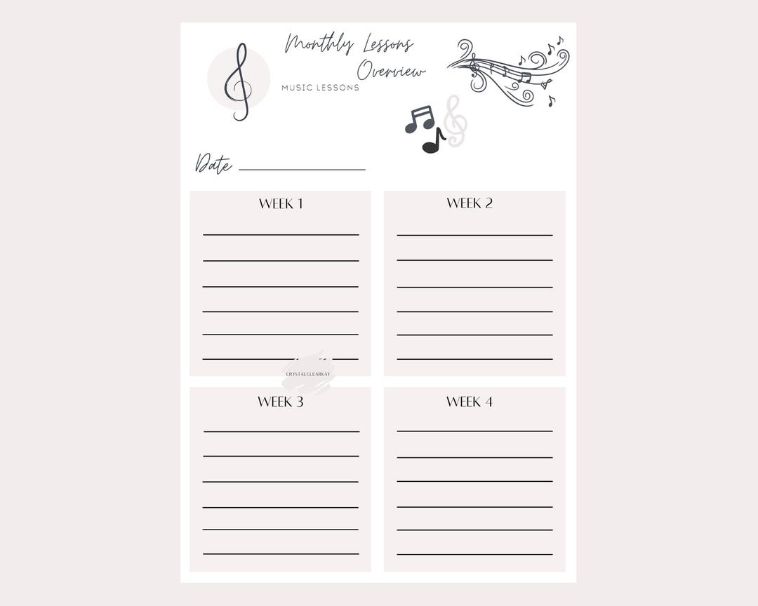 Monthly Music Lessons Overview Learning Instrument Music Planner Music ...