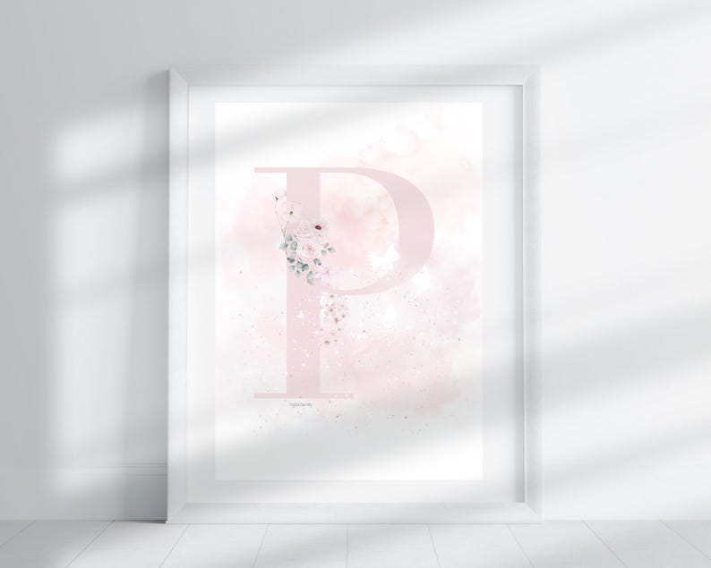 Letter P - Sparkle Pink Floral | Letter Print | Alphabet Print ...