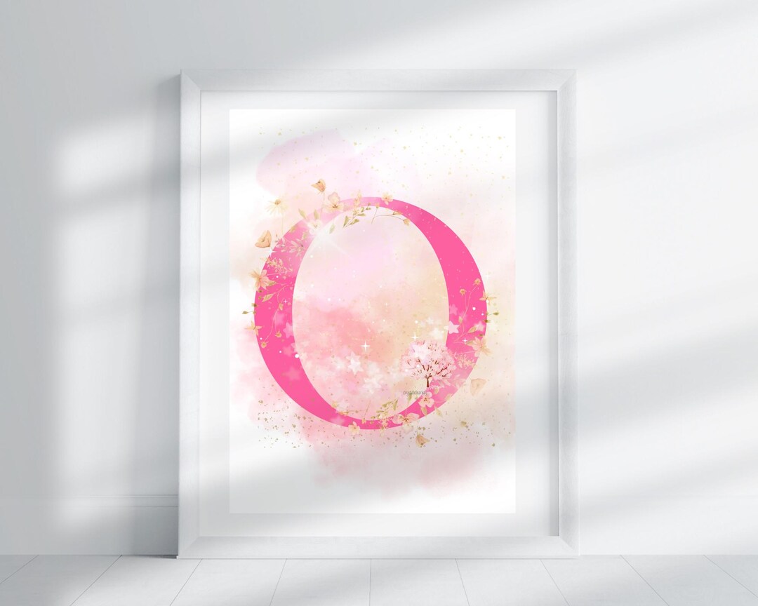 Letter O - Neon Pink Floral | Letter Print | Alphabet Print | Initial ...
