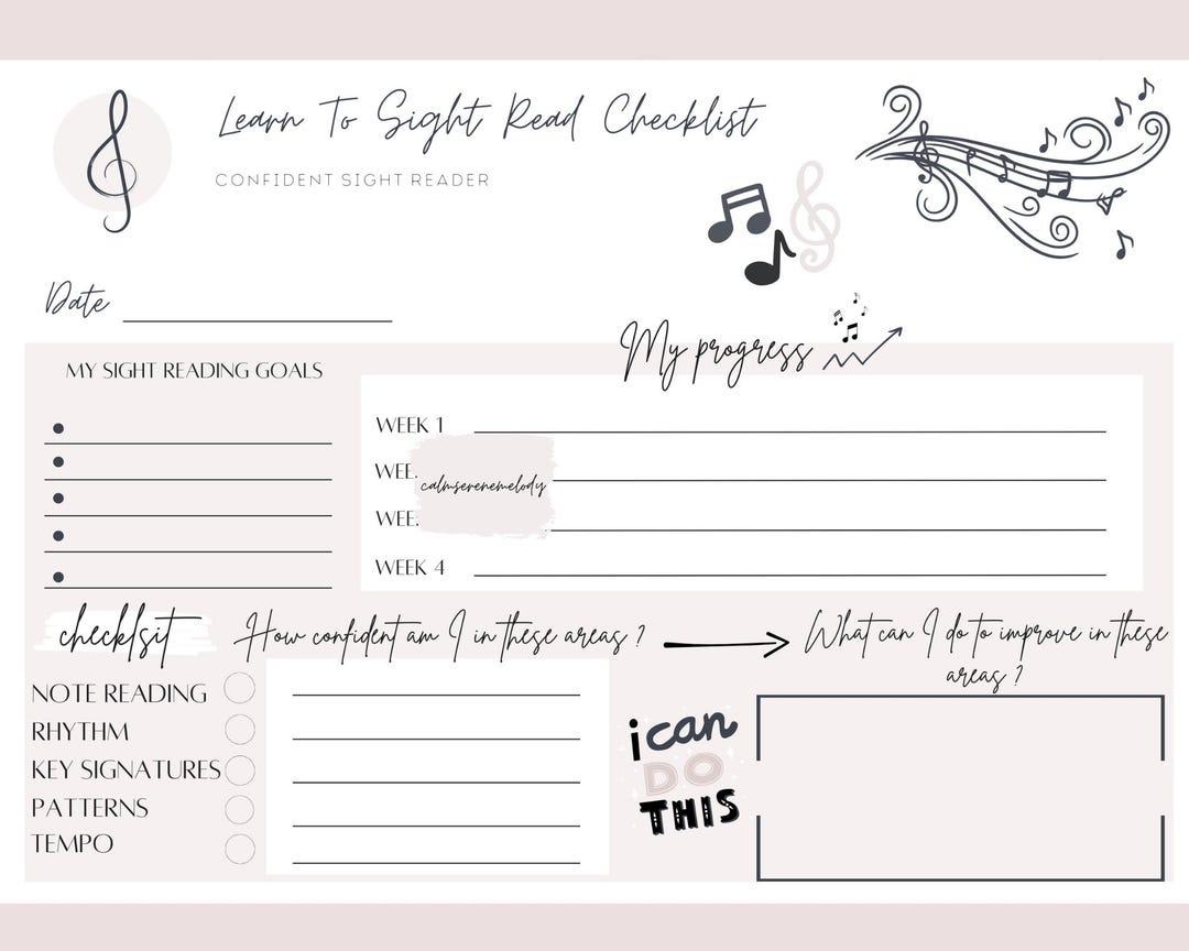 Learn to Sight Read Checklist | Music Musician | Music Student | Sight ...