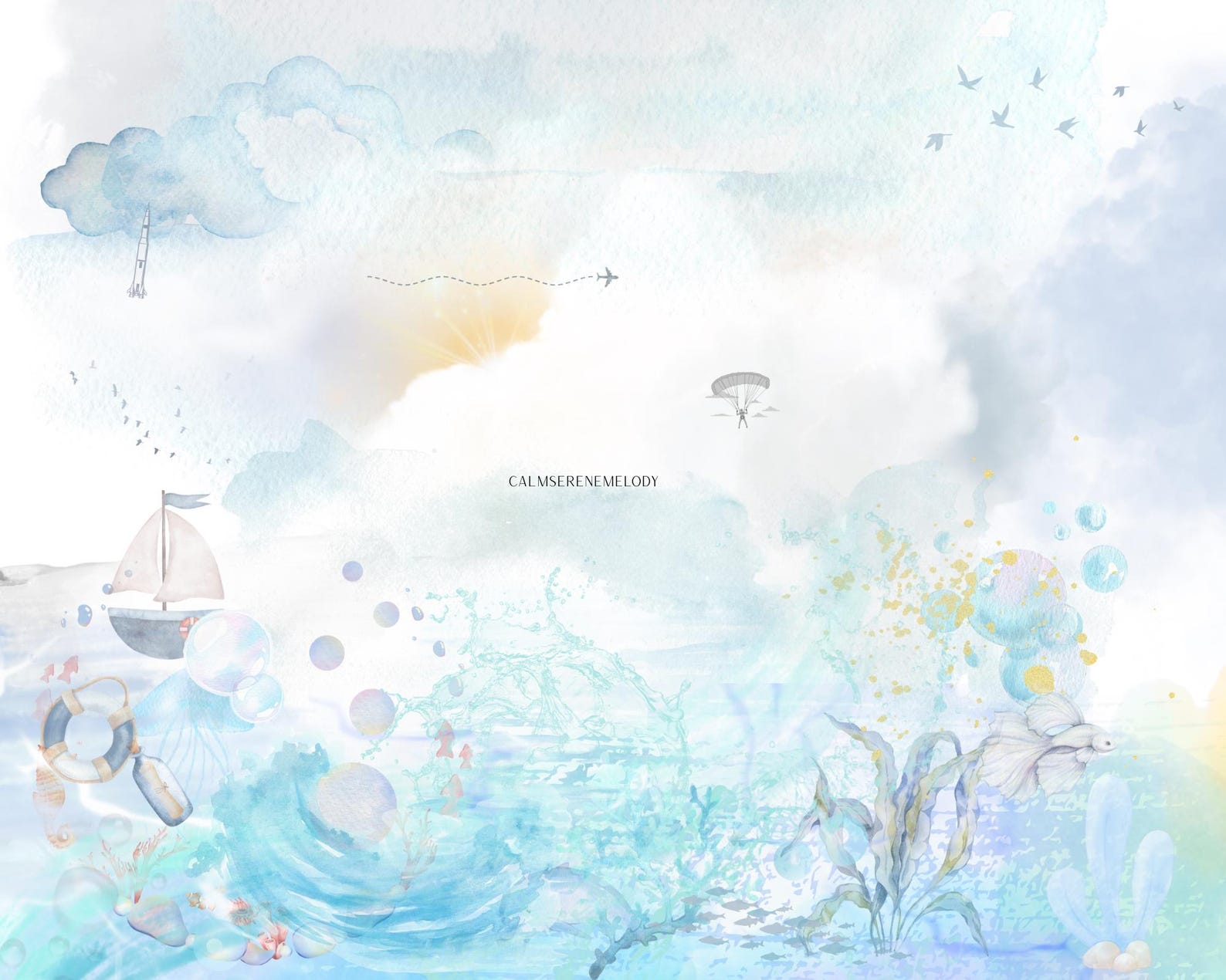 Clear Sky Collage | Digital Printable | Digital Art | Wall Art | Ocean ...