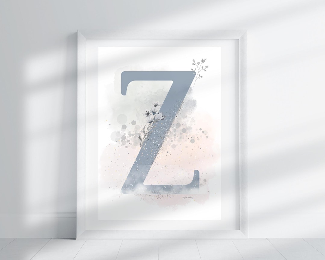 Letter Z - Blue Jean Floral | Letter Print | Alphabet Print | Initial ...