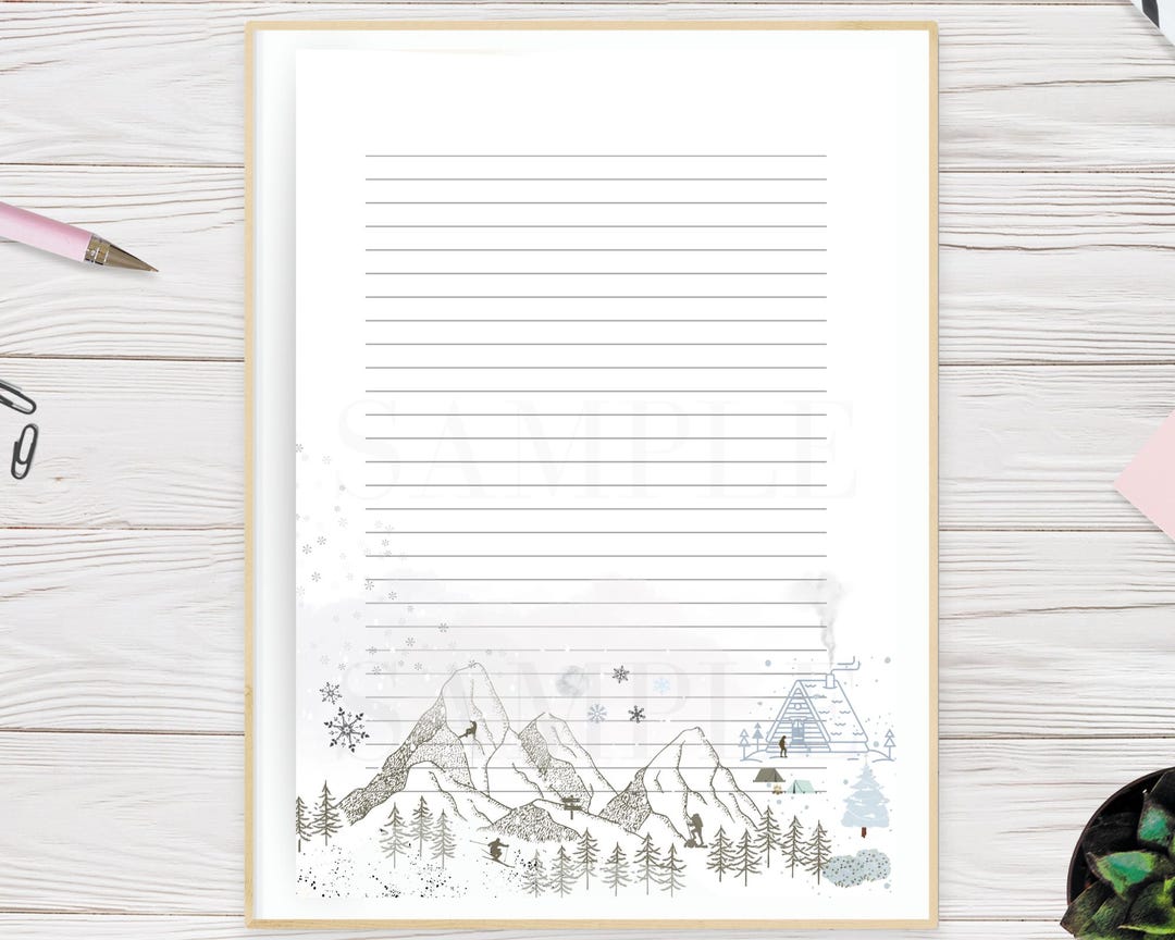 Snowy Mountains Notes Printable Winter Snow Christmas Outdoor Retreat ...