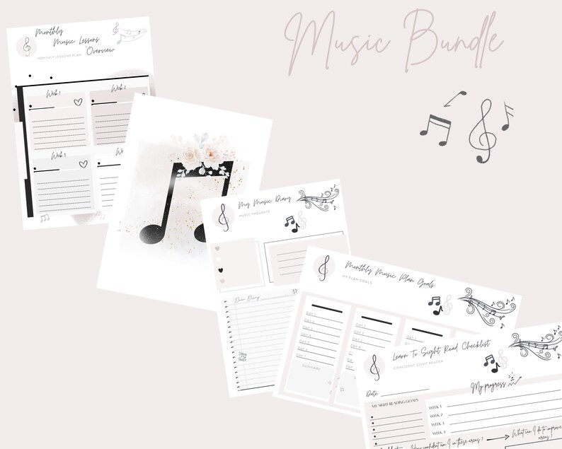 Music Planning Study Bundle | Digital Music Printables | Monthly Goals ...