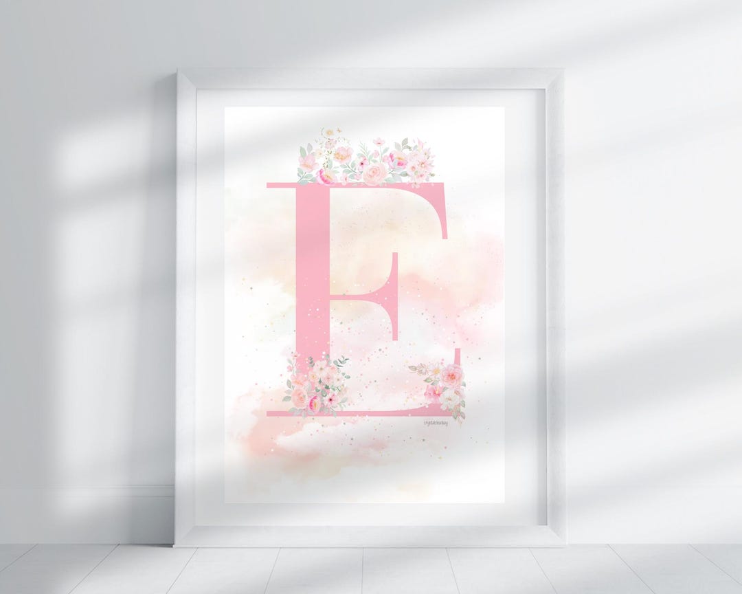 Letter E - Lollipop Pink Floral | Letter Print | Alphabet Print ...