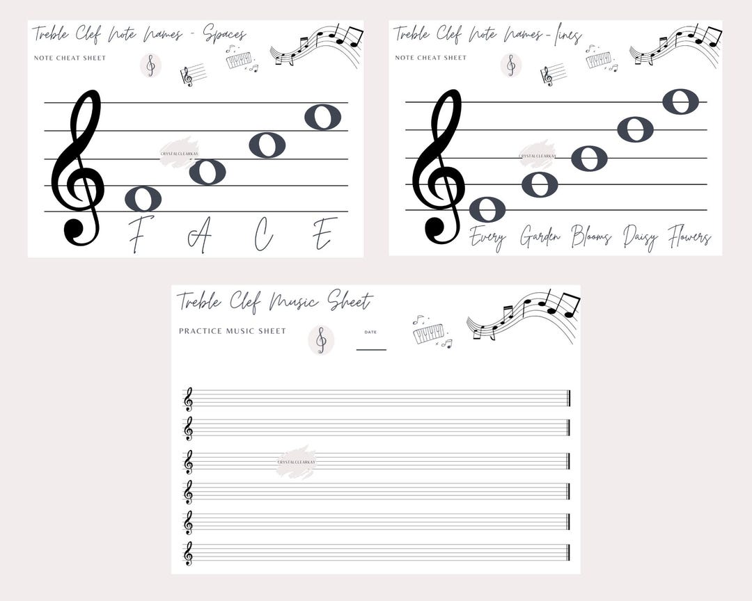 Music Treble Clef Bundle Music Learning Music Study Music Student Music ...