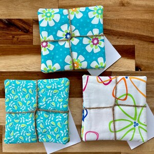 Set of 2 Sewn Fabric Coasters Multicolored Coaster Handmade Fabric Sewn ...