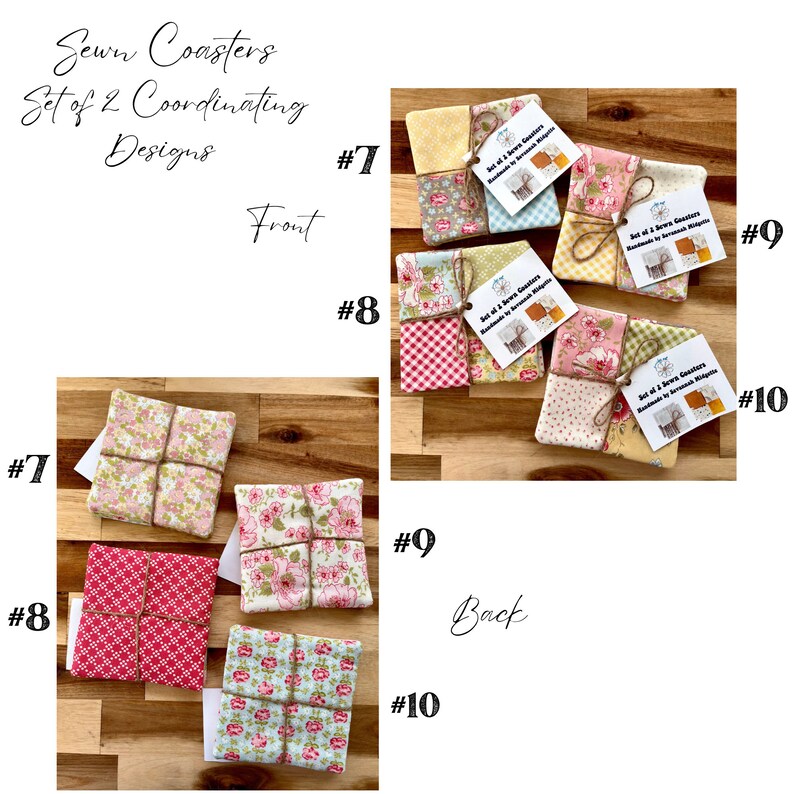 Set of 2 Sewn Fabric Coasters Multicolored Coaster Handmade Fabric Sewn ...