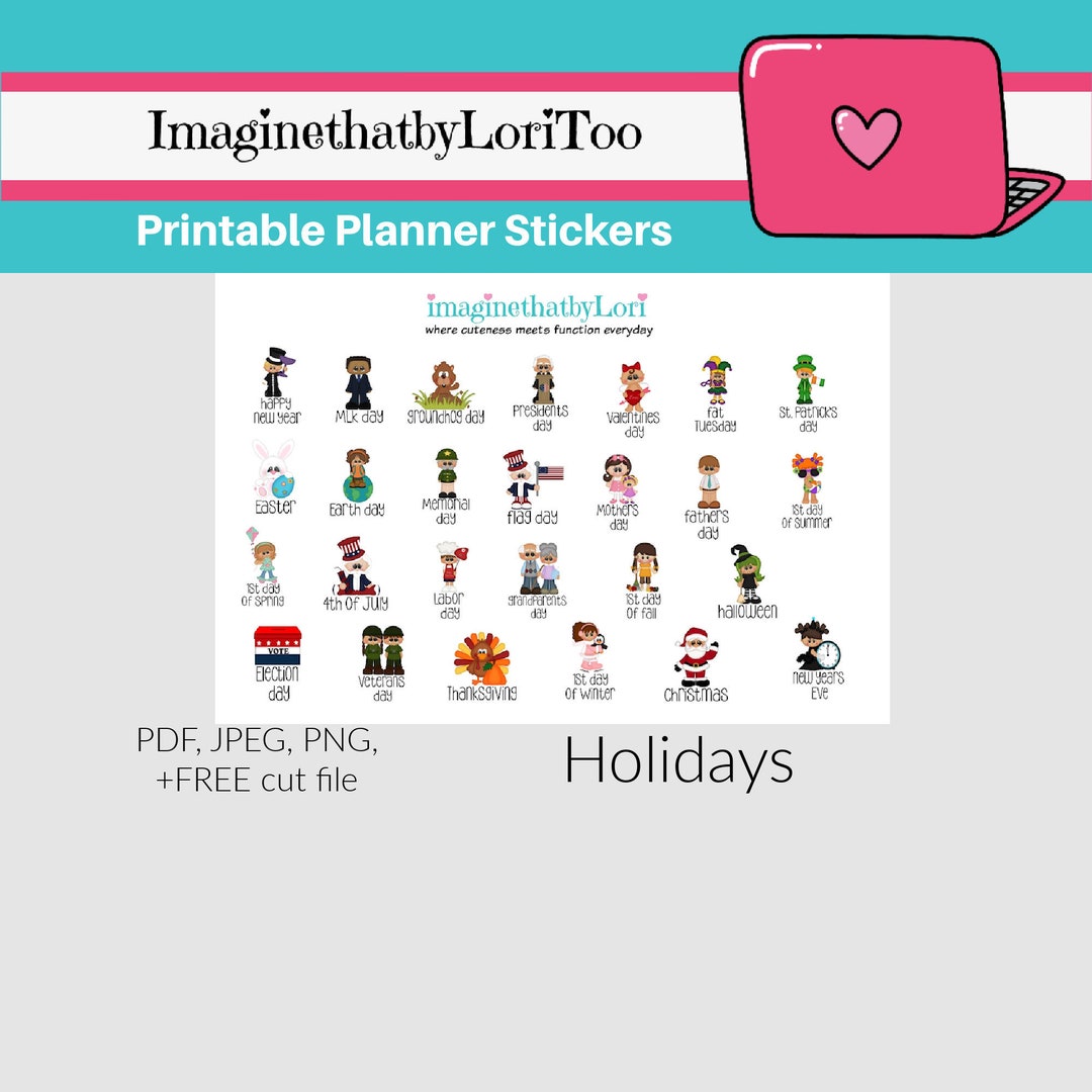 Holiday Yearly Planner Stickers Digital Download - Etsy