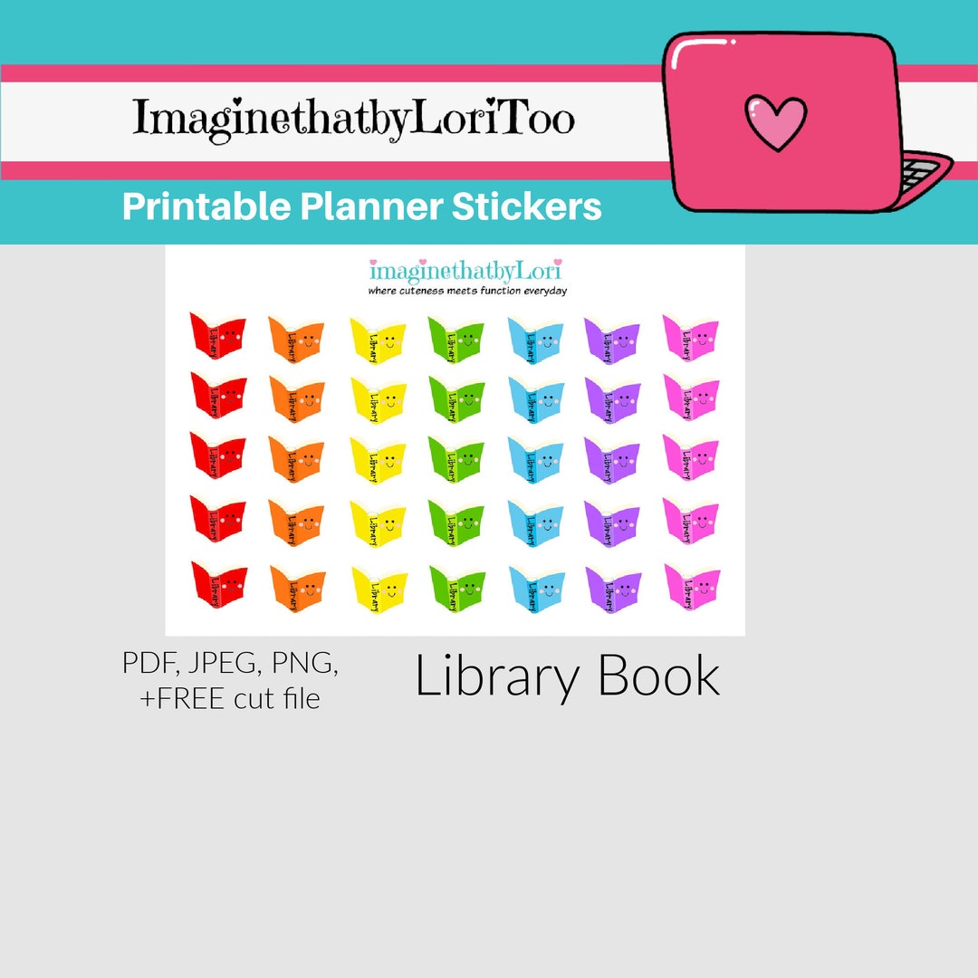 Printable Library Book Due School Planner Stickers Digital Download - Etsy