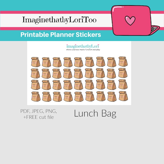 Printable Lunch Bag School Pack Planner Stickers Digital | Etsy