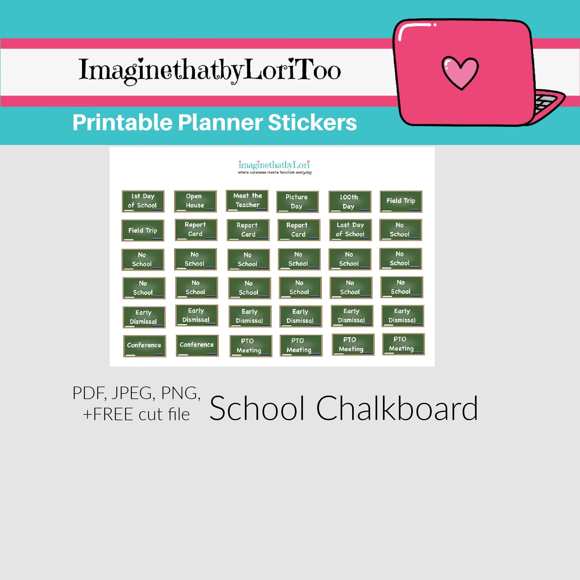 Printable School Teacher Planner Stickers Digital Download - Etsy