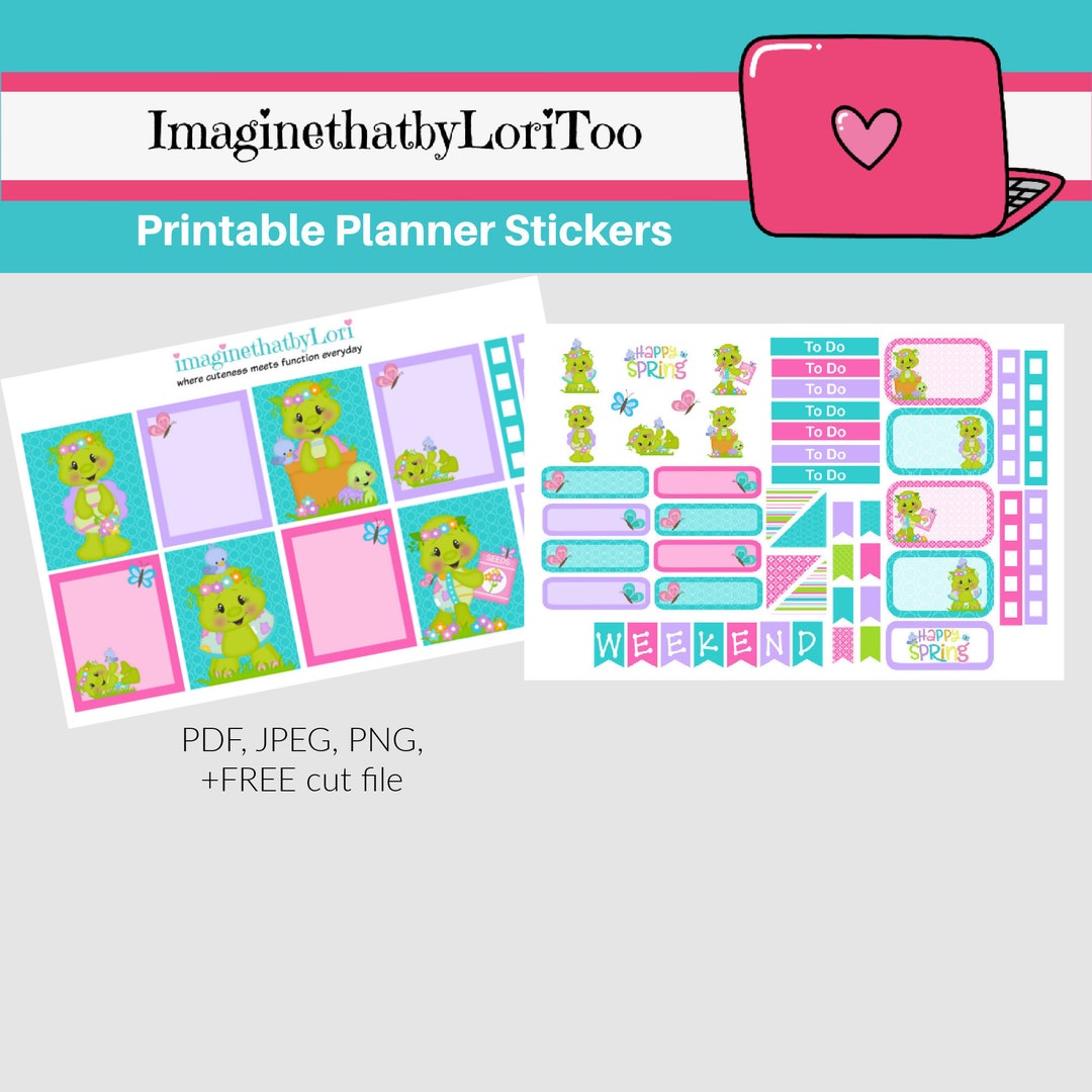 Printable Spring Turtle Planner Stickers Digital Download - Etsy